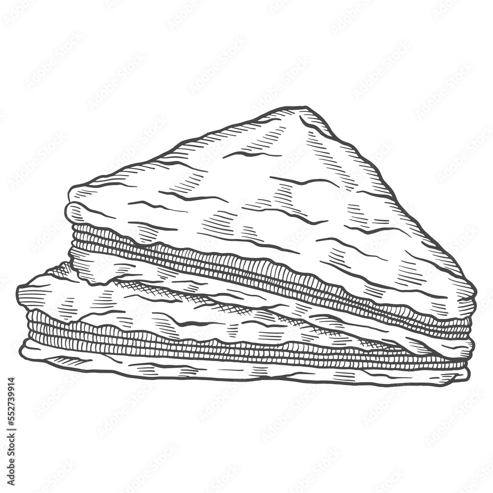 croque monsieur france food cuisine isolated doodle hand drawn sketch ...