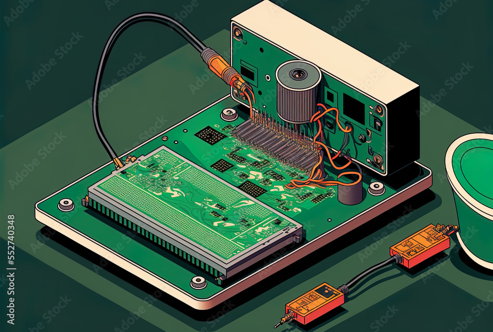 An automated soldering machine is used in an industrial banner to ...