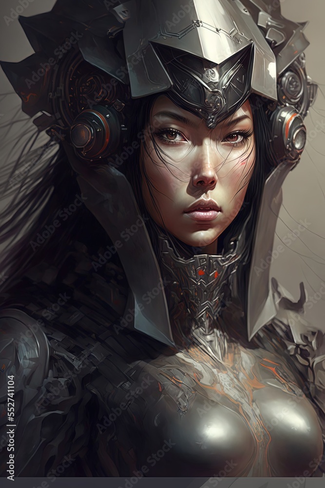 Illsustration of battle mecha girl with wing, war machine, armor Stock ...