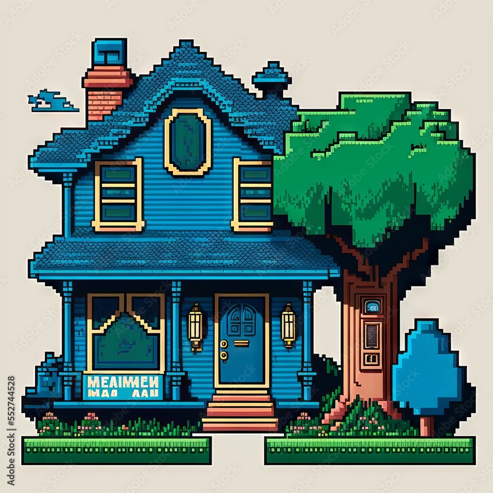 Vector Art Video Game House, Retro 16-Bit Arcade House Stock ...