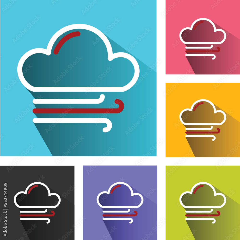 Clouds and wind in sky icon , weather icon, cloud symbol , cloud with ...