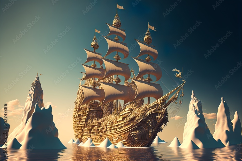 Beautyful sailing ship, background Stock Illustration | Adobe Stock