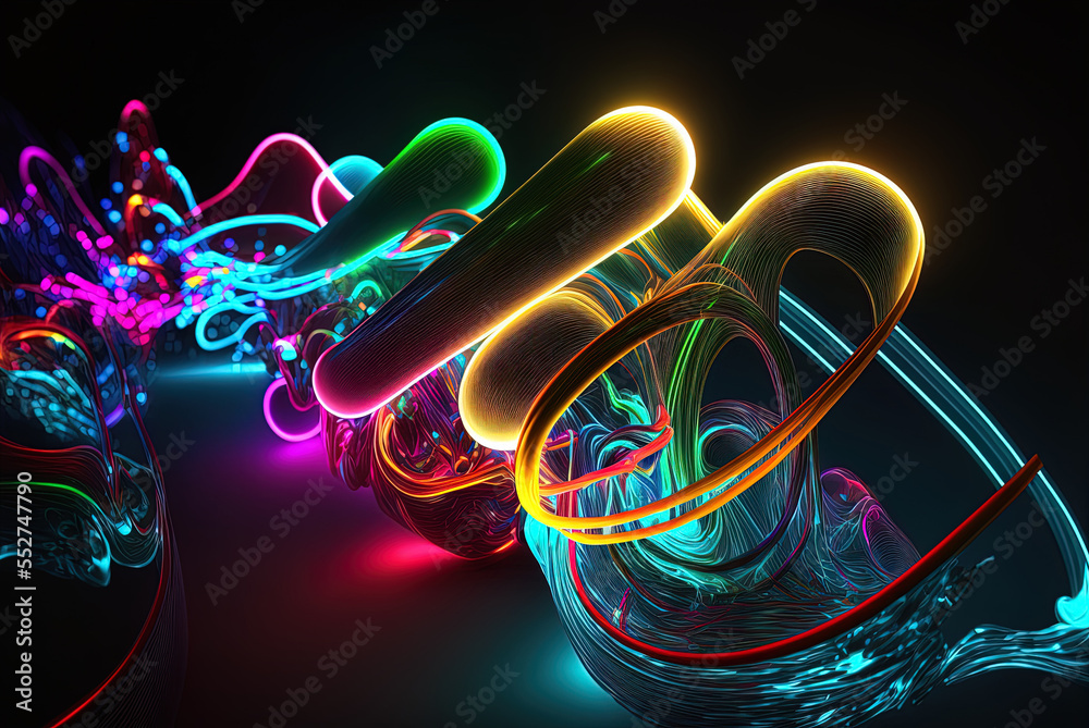 Neon flashing lights come in a rainbow of hues. Generative AI Stock ...