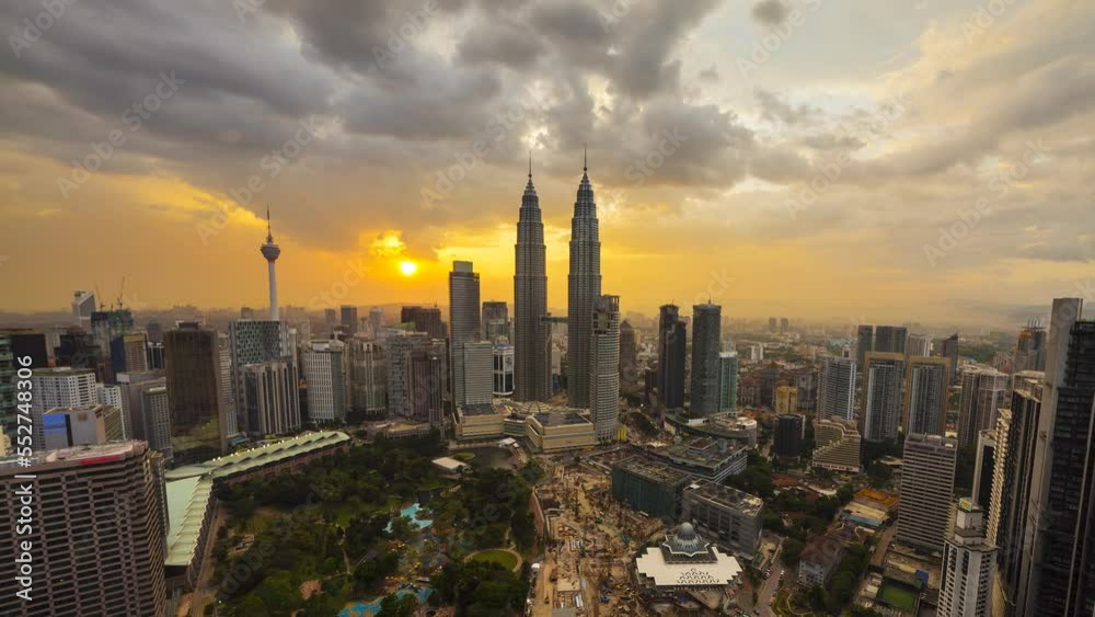 Time lapse: Beautiful and dramatic sunset view of the Kuala Lumpur ...