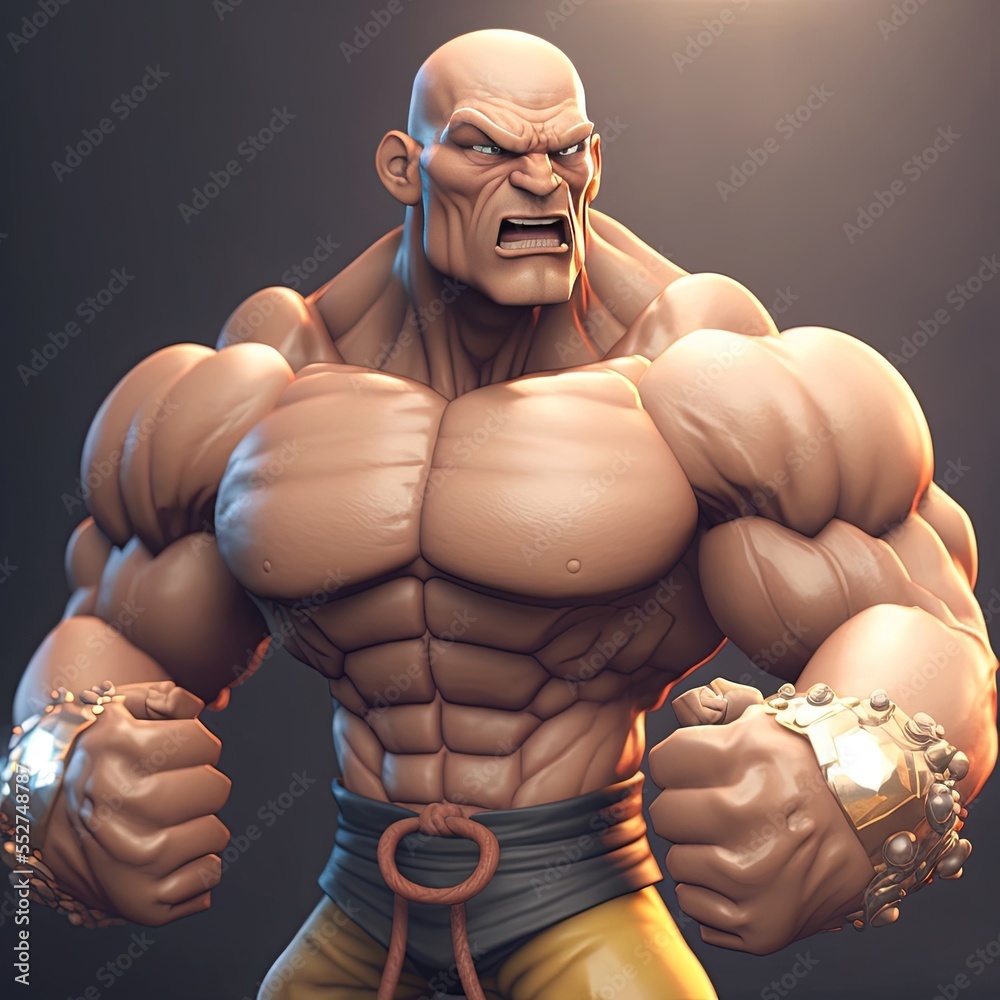 bodybuilder posing in studio, Sagat from Street Fighter, Full-body picture Stock Illustration ...