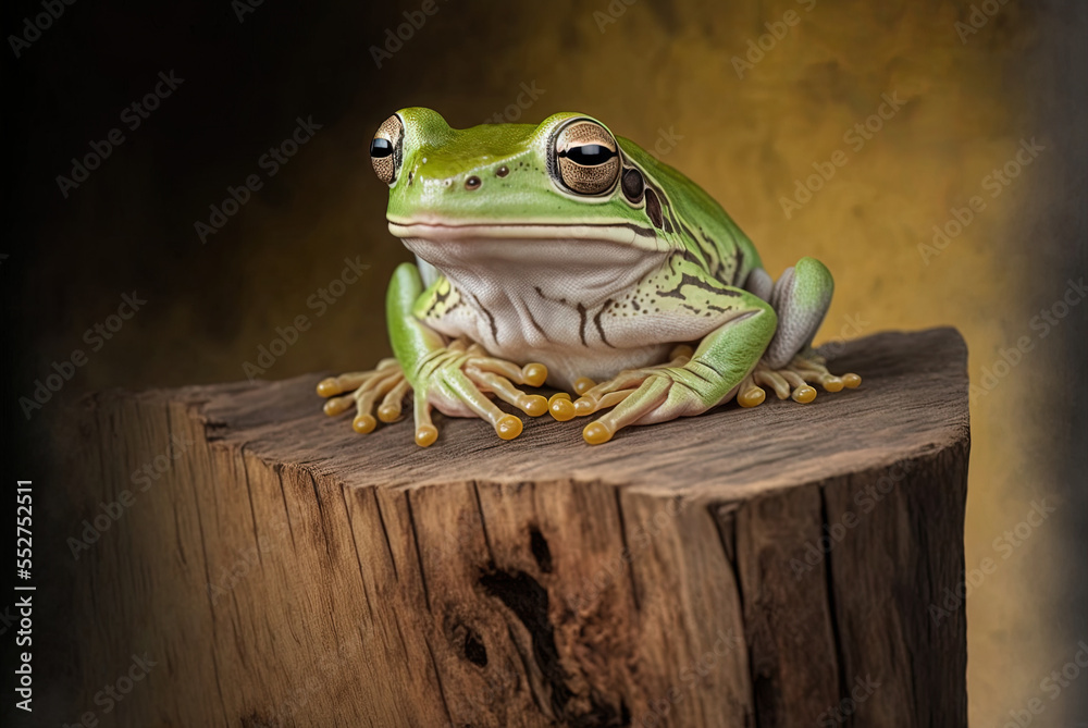 Tree-dwelling frog with a white bib growing litoria infrafrenata on ...