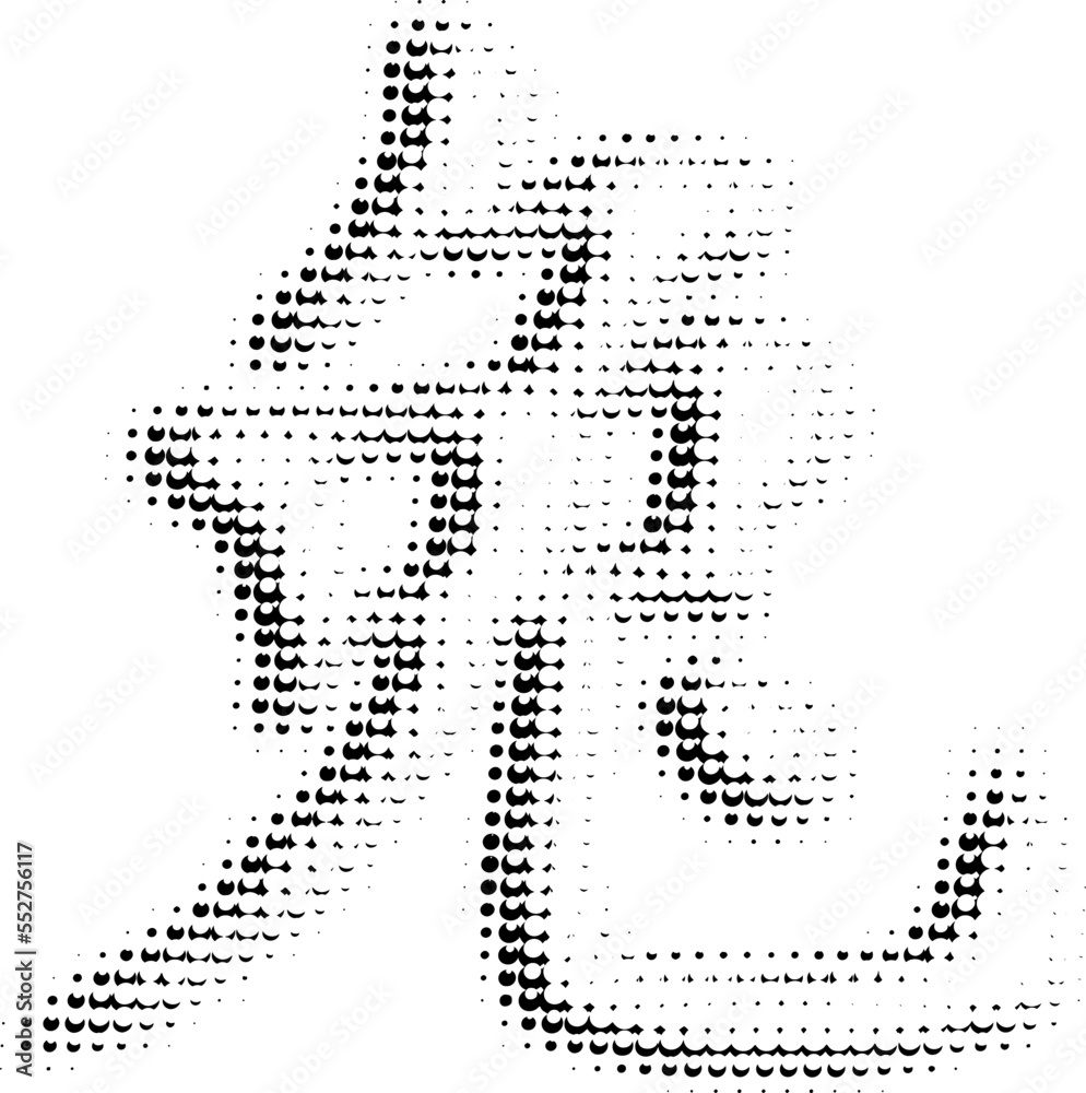 Vector halftone inscription in Chinese "hare; rabbit". The name of ...