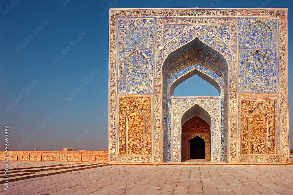 2d illustration of historical architecture of the times of Tamerlane in ...