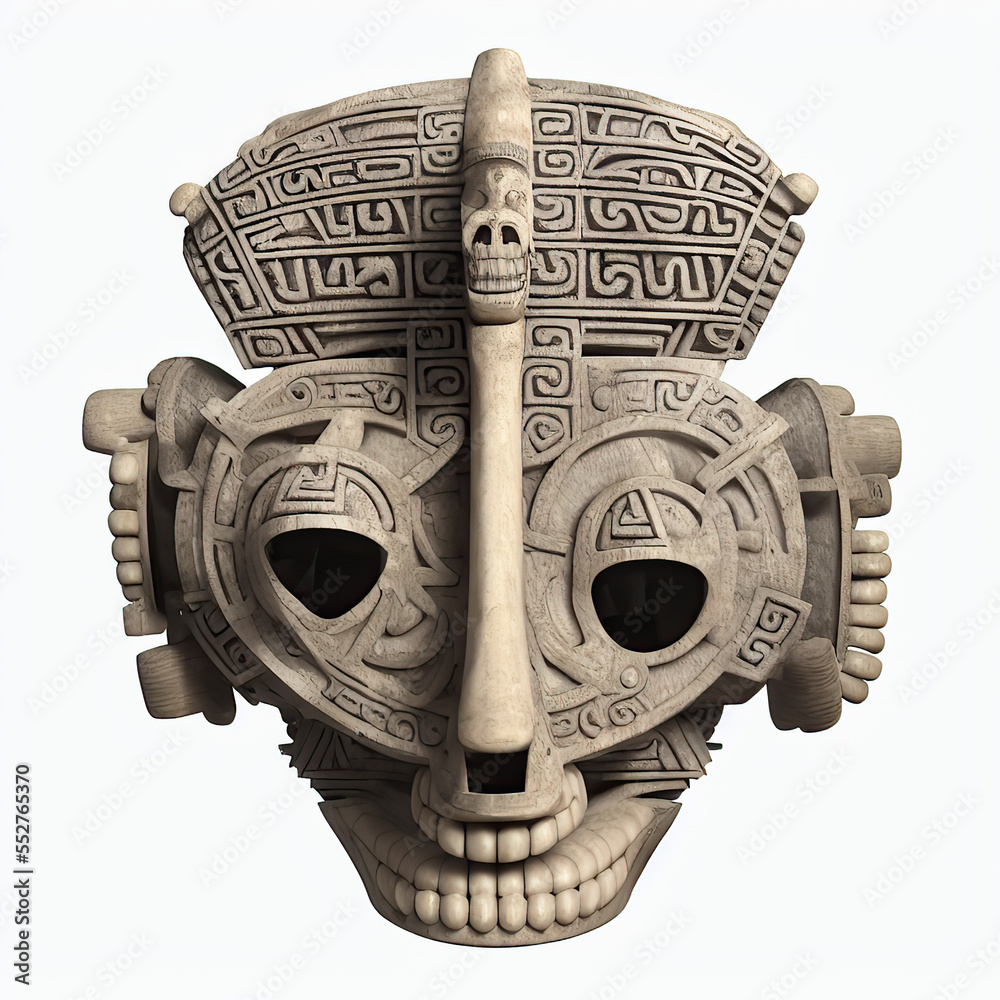 Traditional ancient Mayan Mask. Digital illustration. Generative AI ...