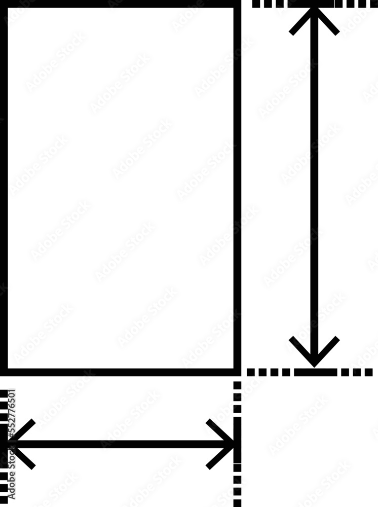 height and width icon on white background. area or size sign. dimension ...