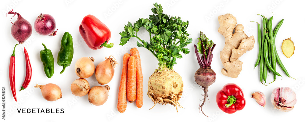 Different vegetables set isolated on white background Stock Photo ...