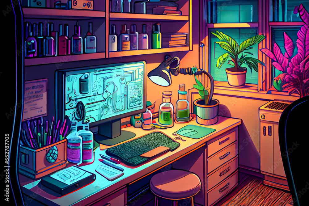 Research laboratory, study room, futuristic scientific lab, generative ...