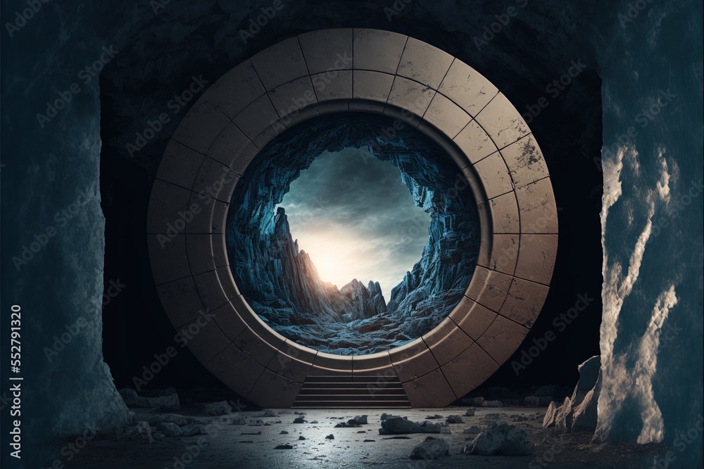 Portal Wallpaper, 4K Landscape, Illustration, SCI-FI Stock Illustration ...