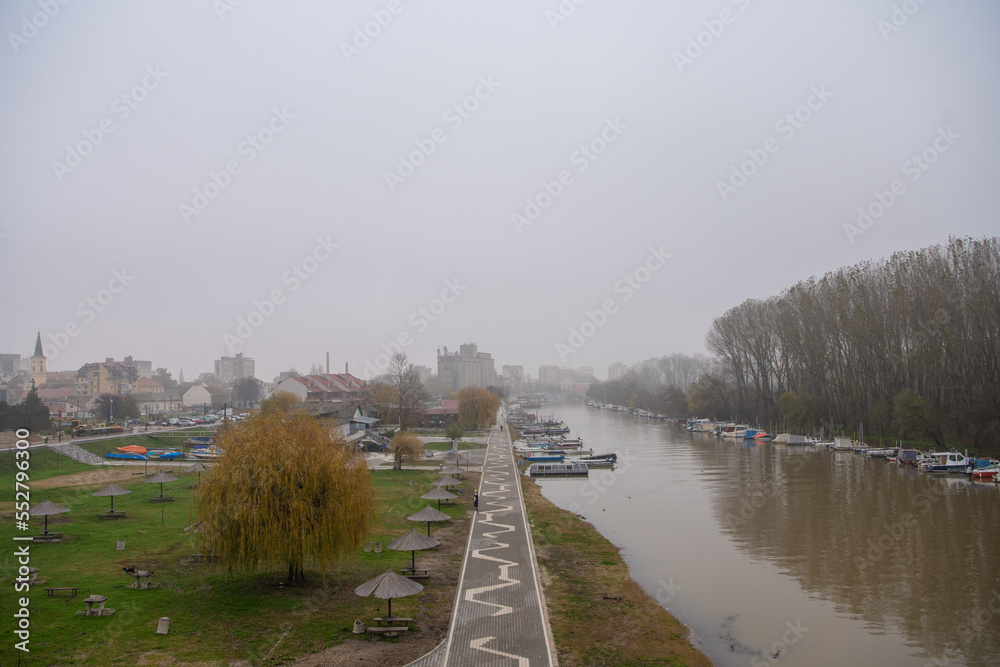 Beautiful photo of the Tamis river, on Pancevo Waterfront in the center ...