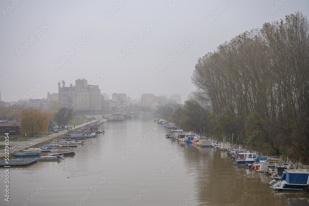 Beautiful photo of the Tamis river, on Pancevo Waterfront in the center ...