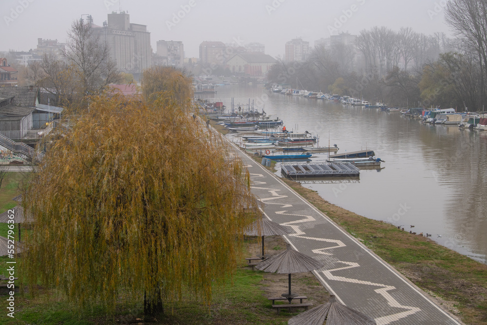 Beautiful photo of the Tamis river, on Pancevo Waterfront in the center ...