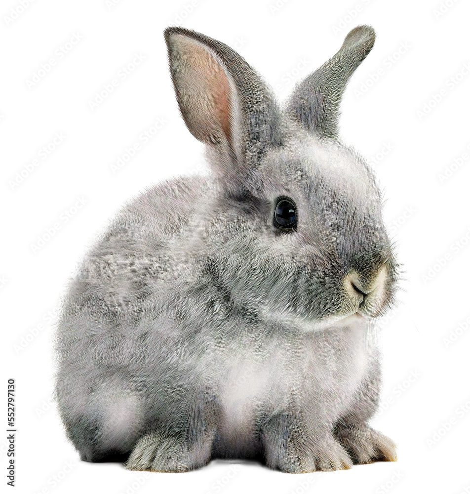 cute adorable fluffy rabbit isolated on transparant background Stock ...