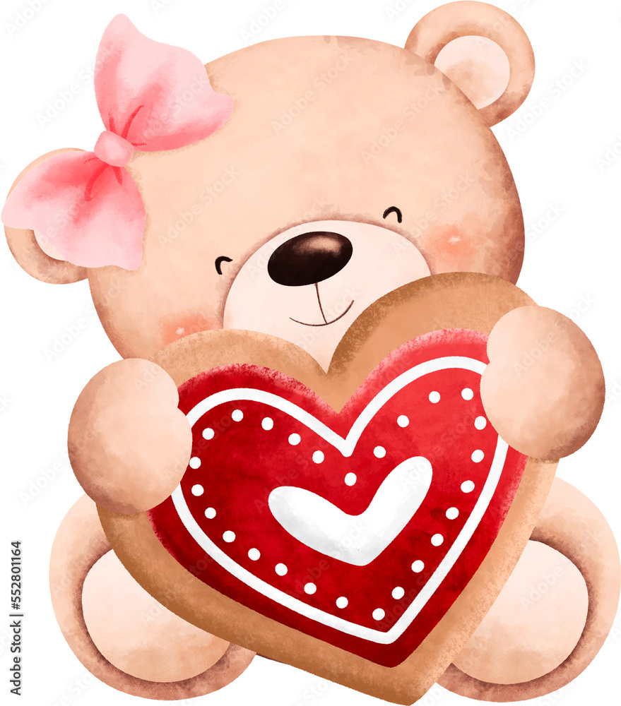 Bear and Cookie Clipart. Watercolor illustration. Great for card and ...