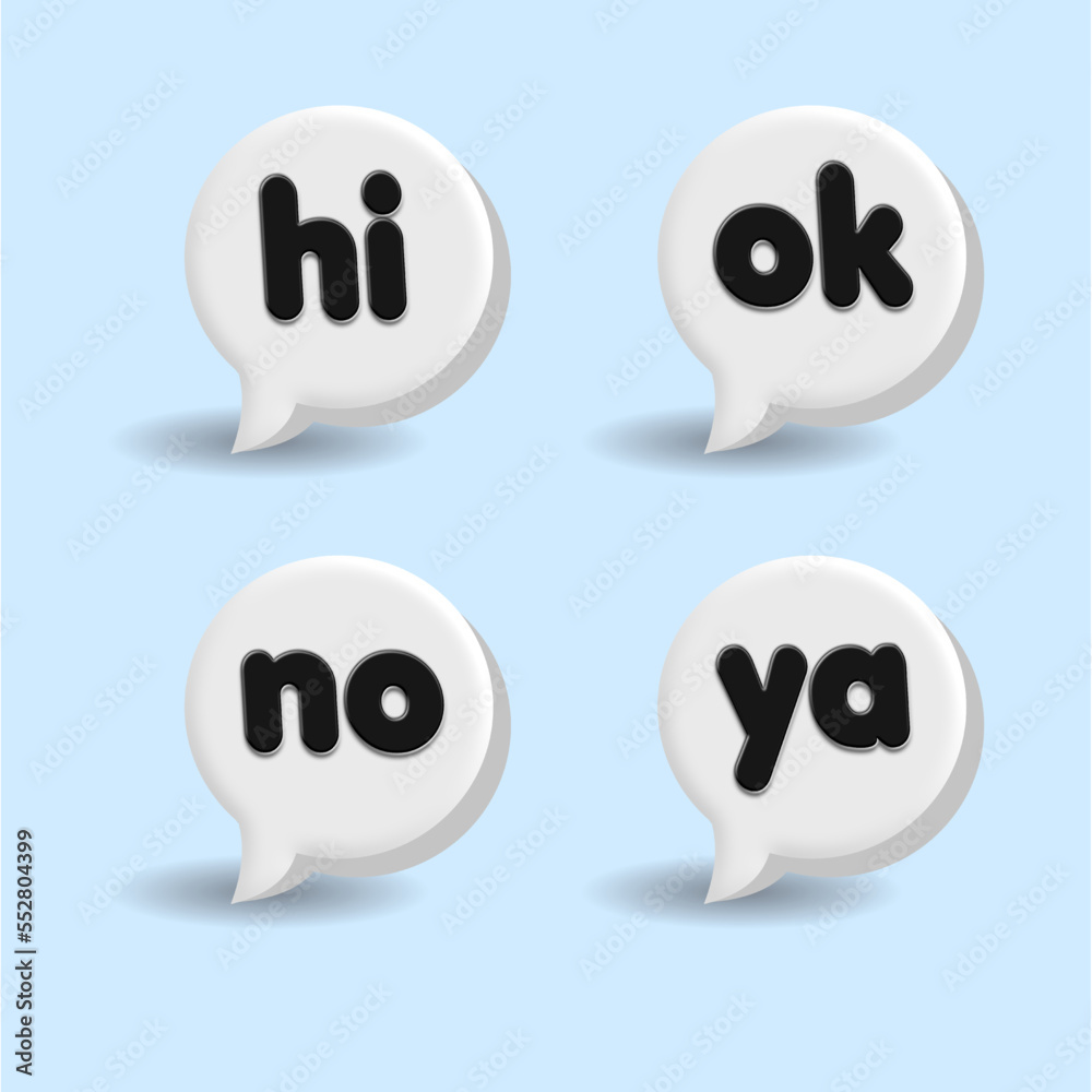 bundle of bubble speech text hi, ok, no, ya, yes, transparent, PNG, for ...
