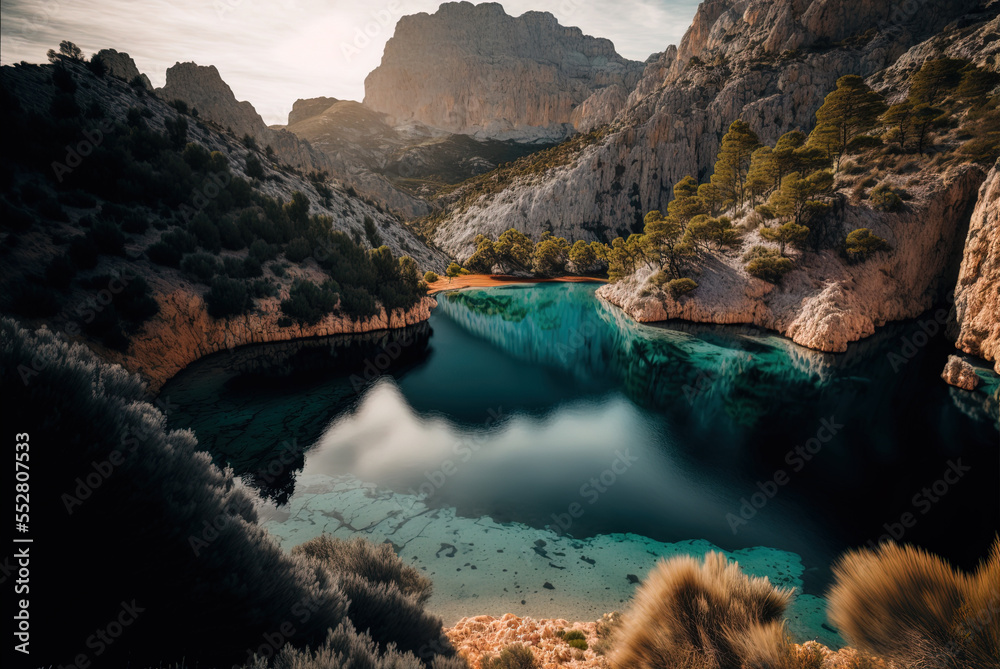 Pictured here is a beautiful lake in Mallorca's Boquer Valley, which is ...