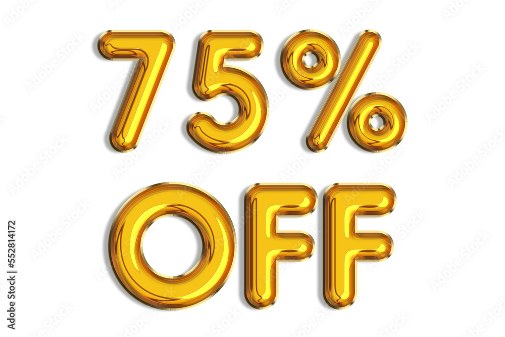 75% off discount promotion sale made of realistic 3d gold helium balloons. Illustration of ...
