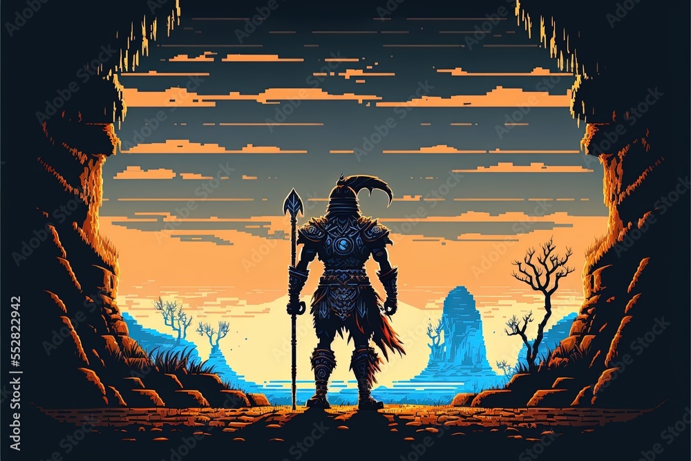 Pixelated World, 4K Wallpaper, Landscape,Beautiful Stock Illustration ...