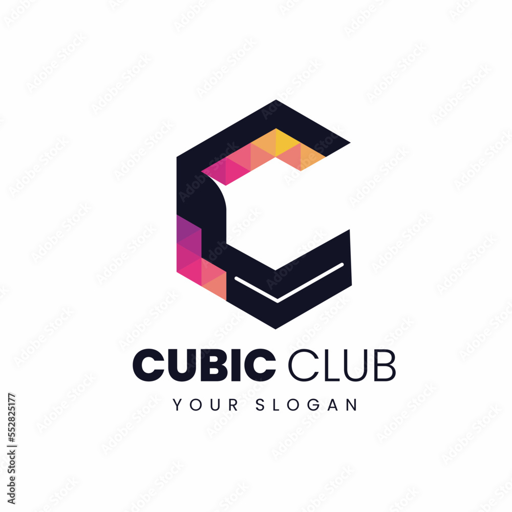 Vector c logo. cubic club logo. club logo. gradient black logo ...