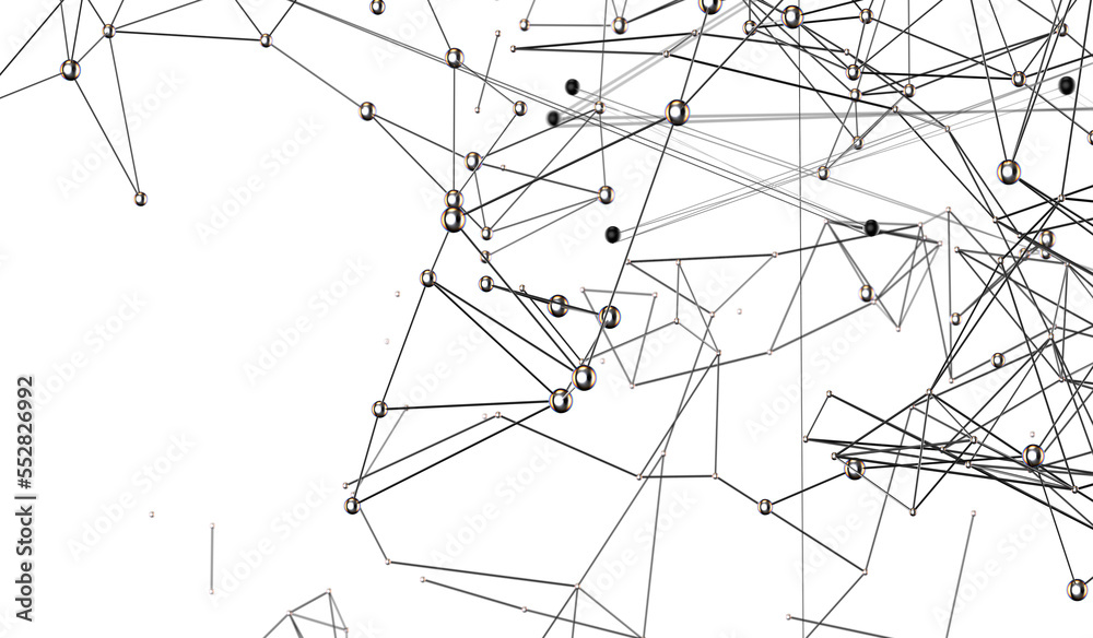 Abstract connected dots and lines. Concept of AI technology, Motion of digital data flow. Stock ...