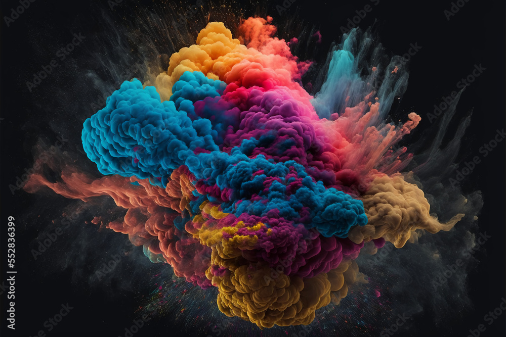 Nuage de couleurs et explosion de textures, fumées de couleurs Stock ...