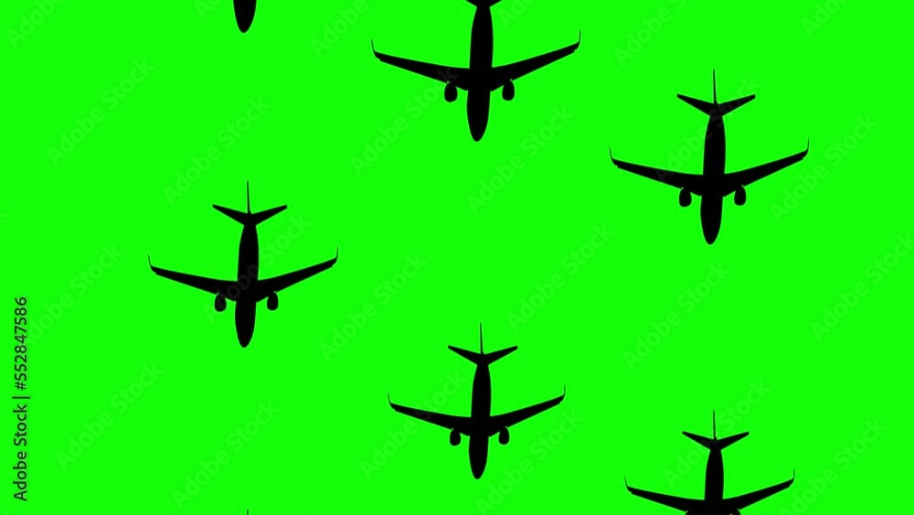 Stockvideon Airplane crossing in the sky 4k animation with green screen ...