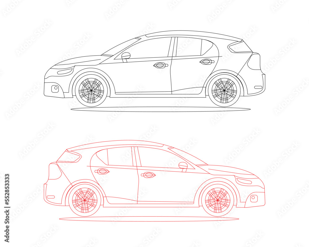 Side line art of car vector design. sedan car side view, auto icon ...