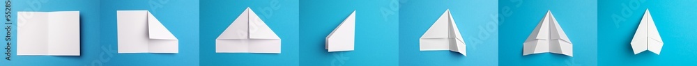 How to make paper plane: step by step instruction. Collage with photos ...