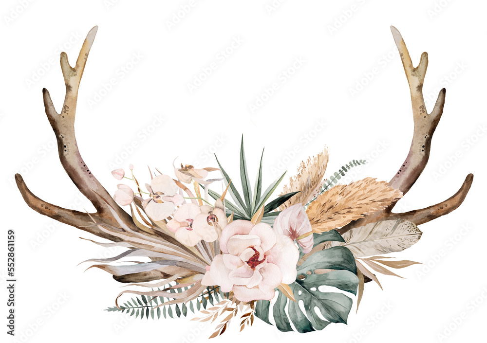 Watercolor Deer Antlers