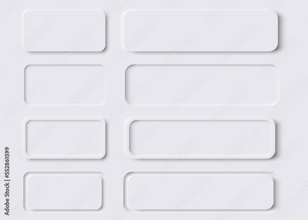 Neumorphic rectangle. Set of Neumorphic UI Design Elements. Vector ...