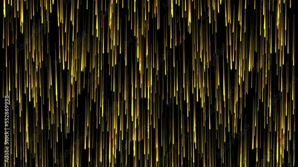 Shimmering golden particles. Meteor Rain. Falling glowing comet. Light ...