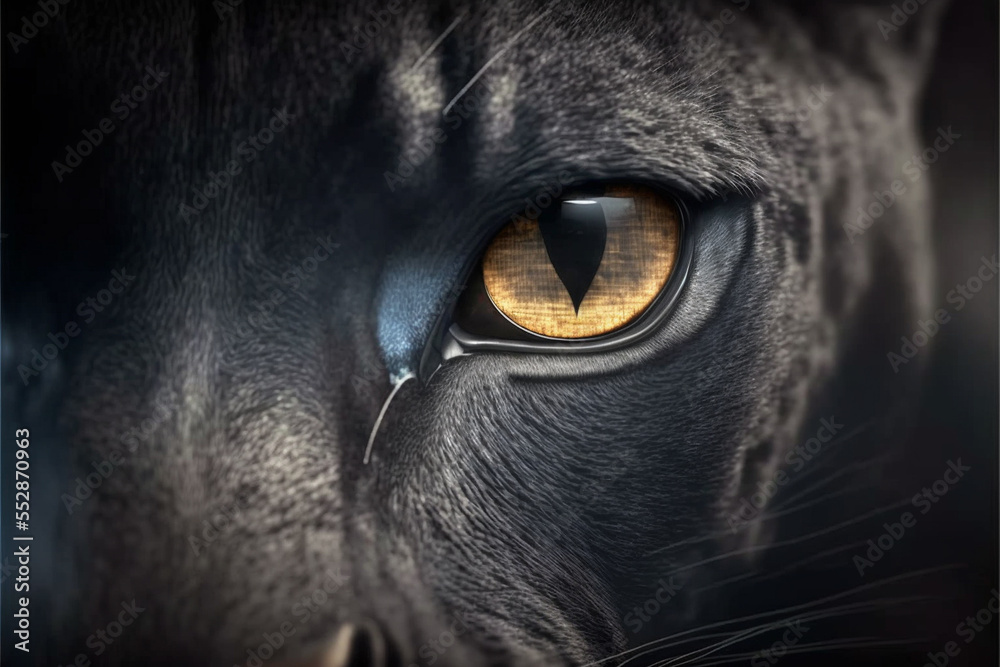 Close up on a black panther eyes on black Stock Illustration | Adobe Stock