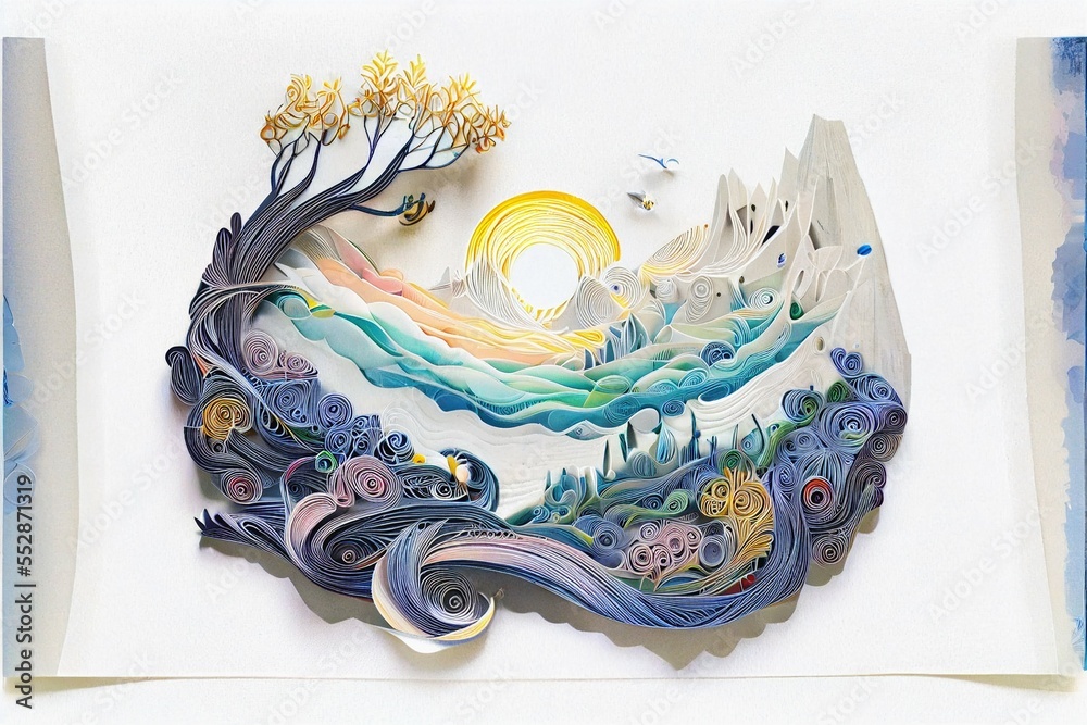 forest valley landscape wonderland scene, Papercraft cut paper ...