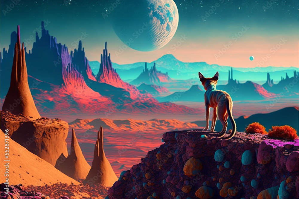 Nice and soft colors, colorful landscape of a distant inhabitable ...