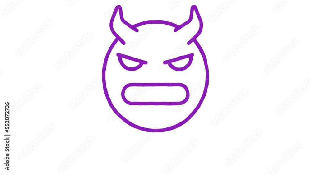 Emoticon with horns evil. Animated doodle emoticon. Alpha channel Stock ...