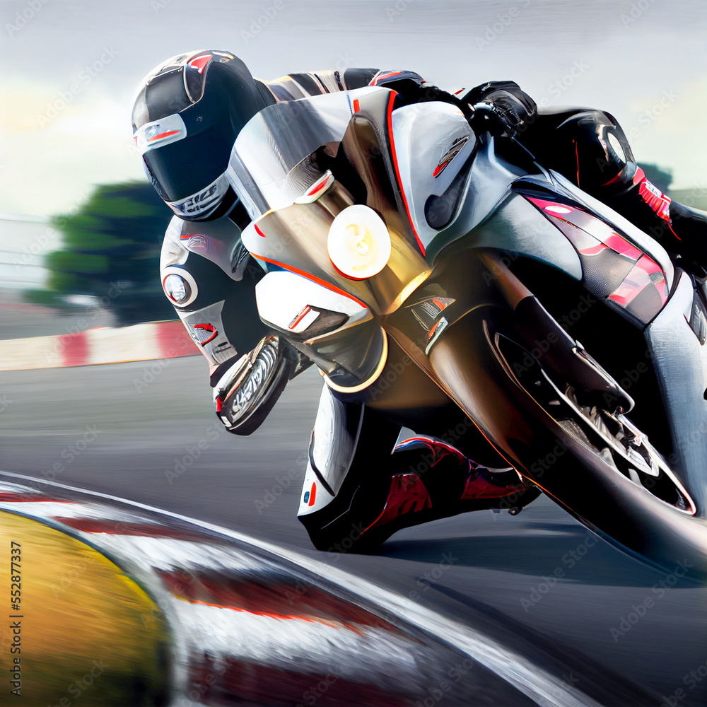 Stunning photorealistic illustration of bikers riding at high speed on ...