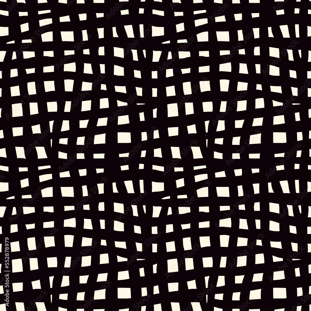 Grunge chekered seamless pattern. Crushed rough edge squares print ...