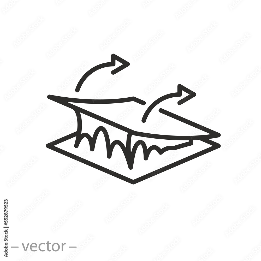 strong adhesion icon, scotch or adhesive material, high fix, thin line ...