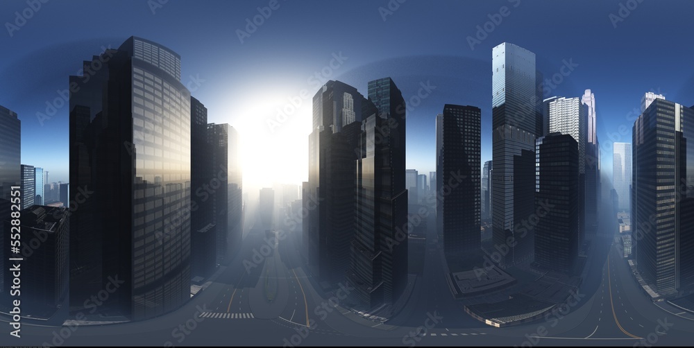 Panorama of the city. HDRI, environment map , Round panorama, spherical ...
