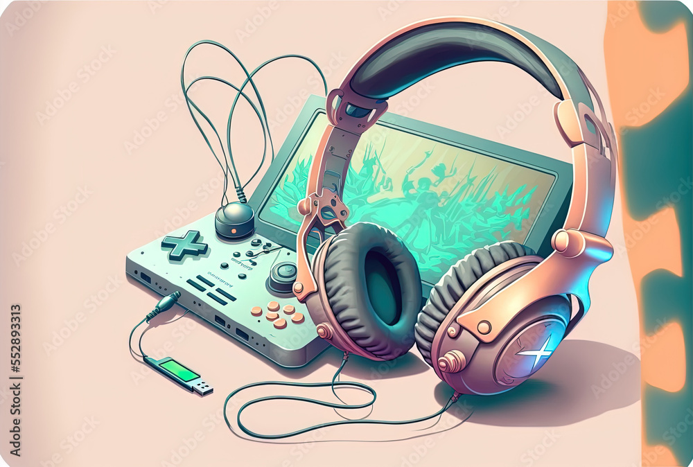 Video game gameplay non fungible token with a console, headset, and ...