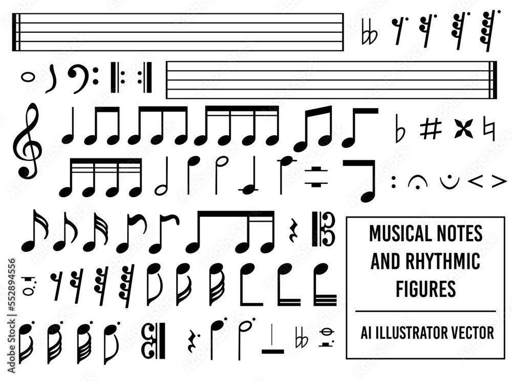 Musical Notes and Rhythmic Figures / Ai Illustrator Stock Vector ...