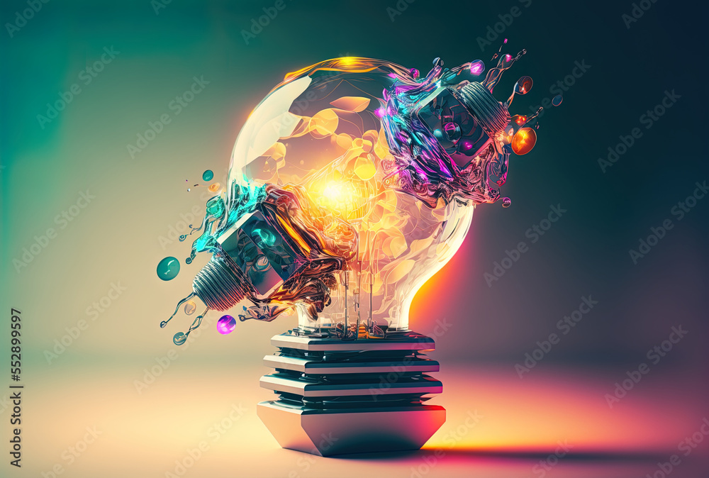 Future technology concept multiexposure artwork of a creative light ...