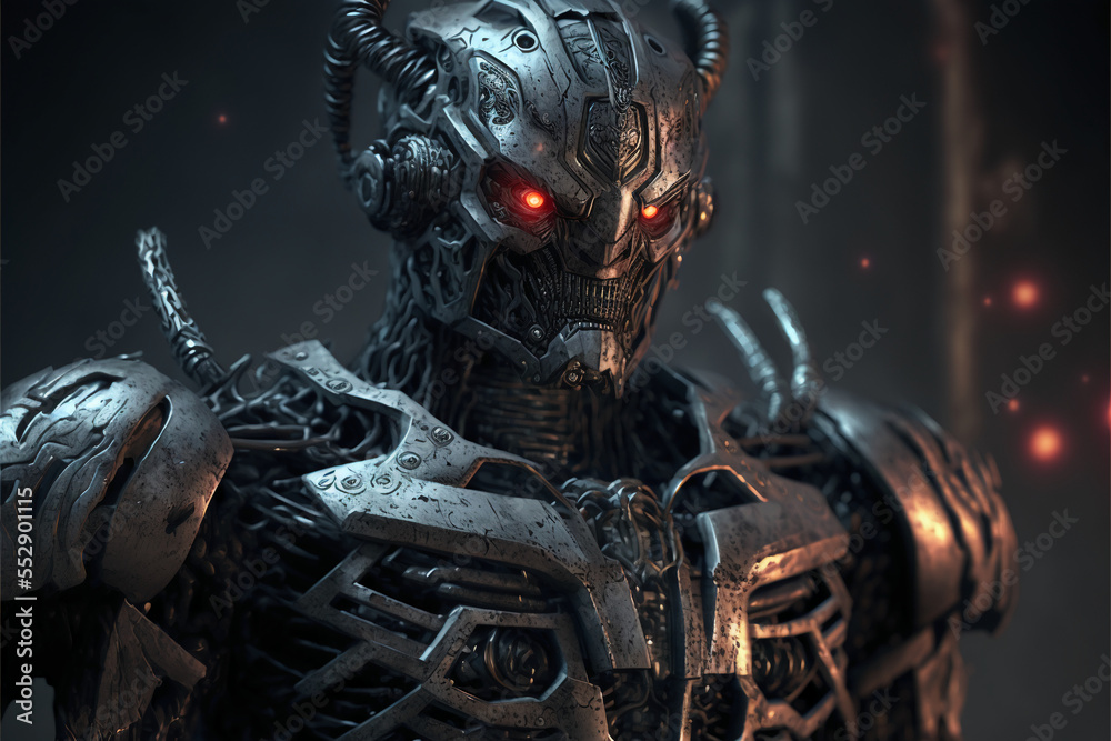 Evil robot with artificial intelligence. Generative AI Stock ...