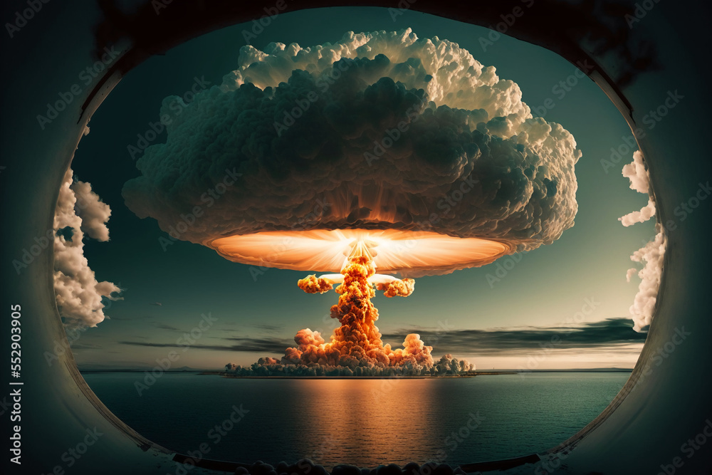 Nuclear explosion in the sea. View from a boat. Created with Generative ...