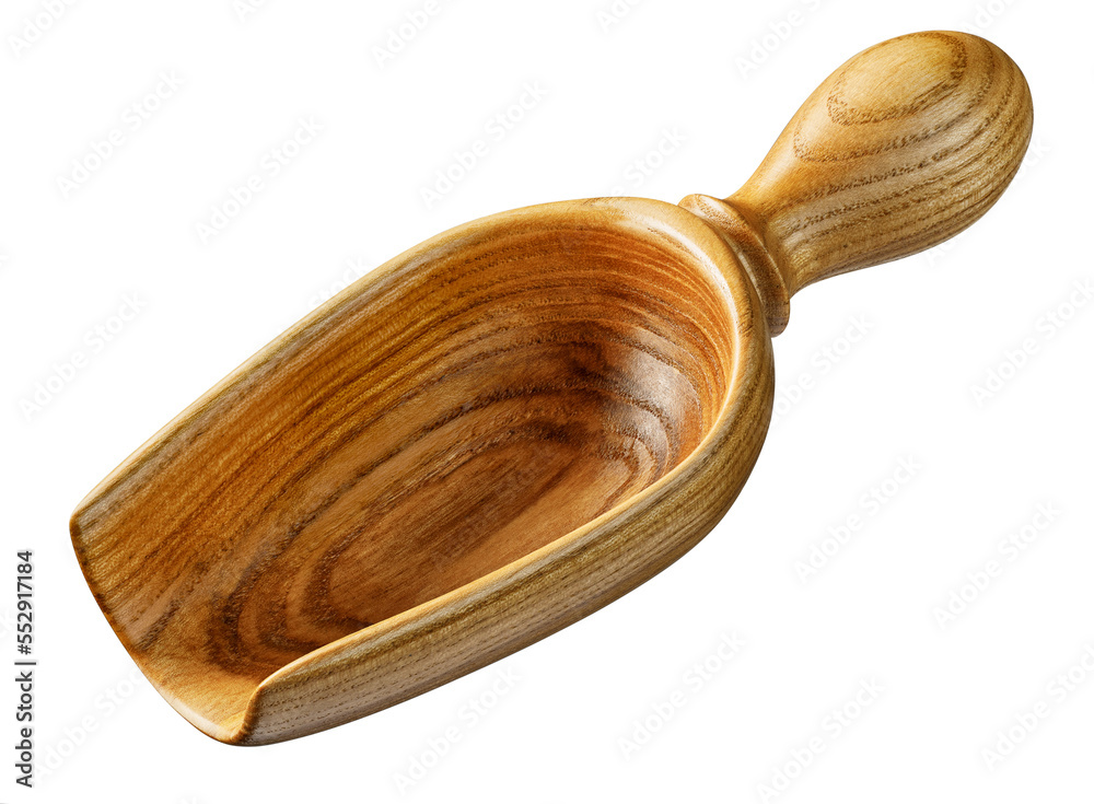 side view of empty wooden scoop isolated on white Stock Photo | Adobe Stock