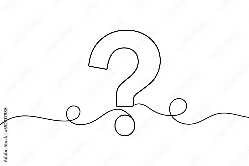 Question mark linear background. Continuous line drawing. One ...